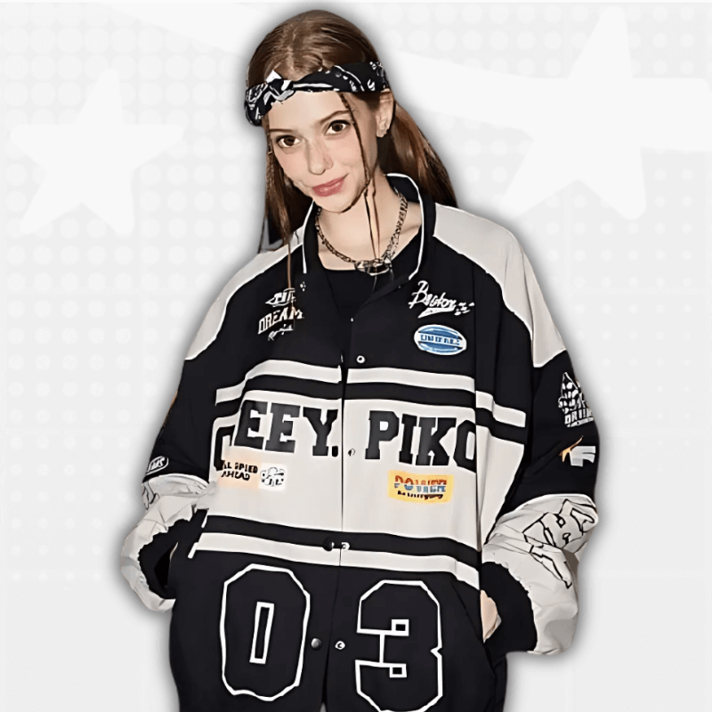 Oversized Y2K Racer Jacket | Y2k Glory - Y2K Glory